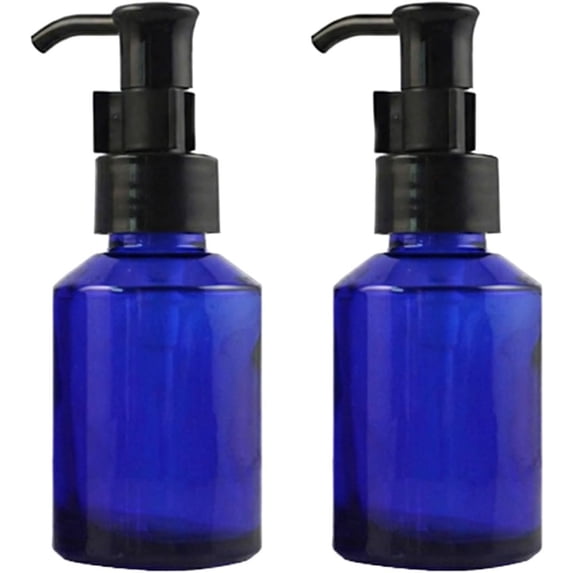 2 count 60ml/2oz Empty Glass Lotion Pump Bottles Soap Dispenser Travel ...