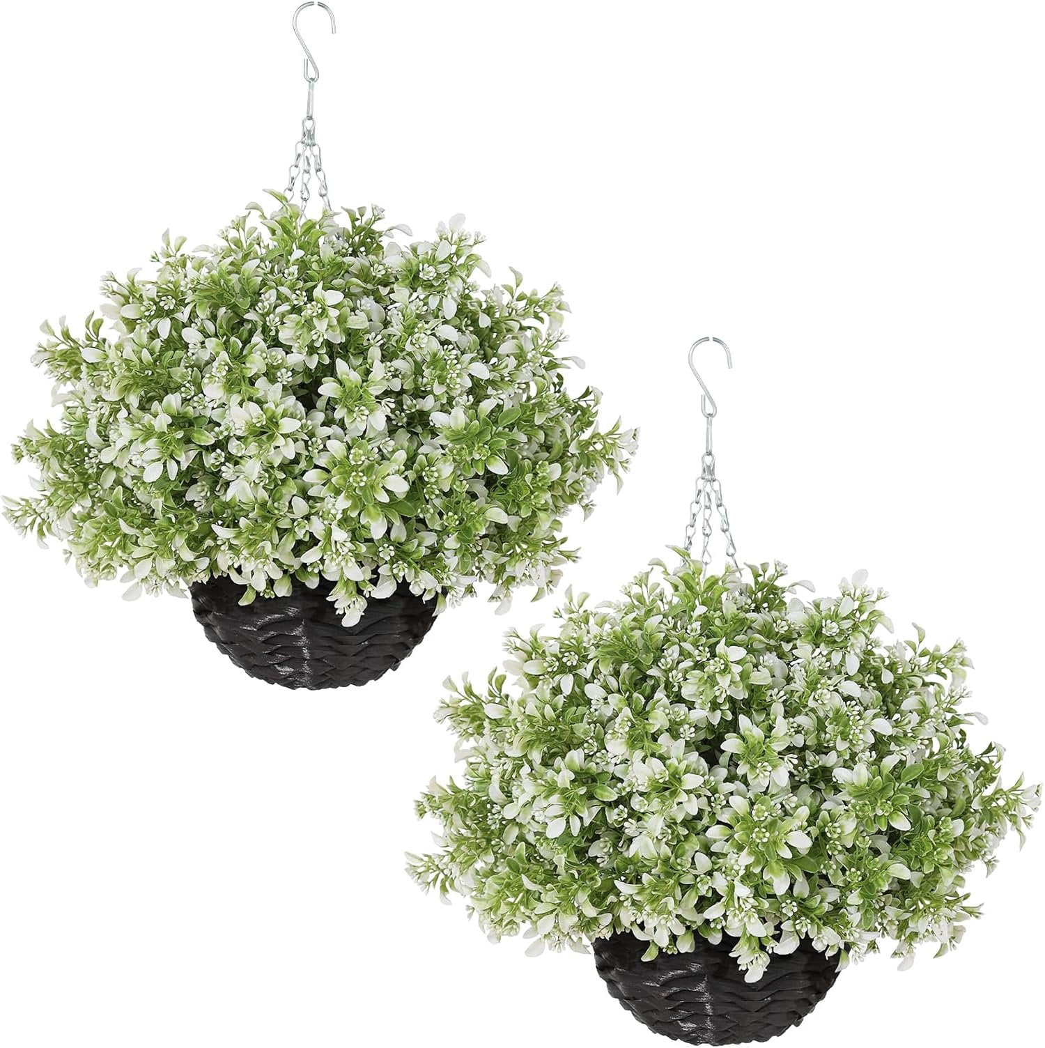 2 count Artificial Boxwood with Basket - Aglaia Odorata Planters Faux ...