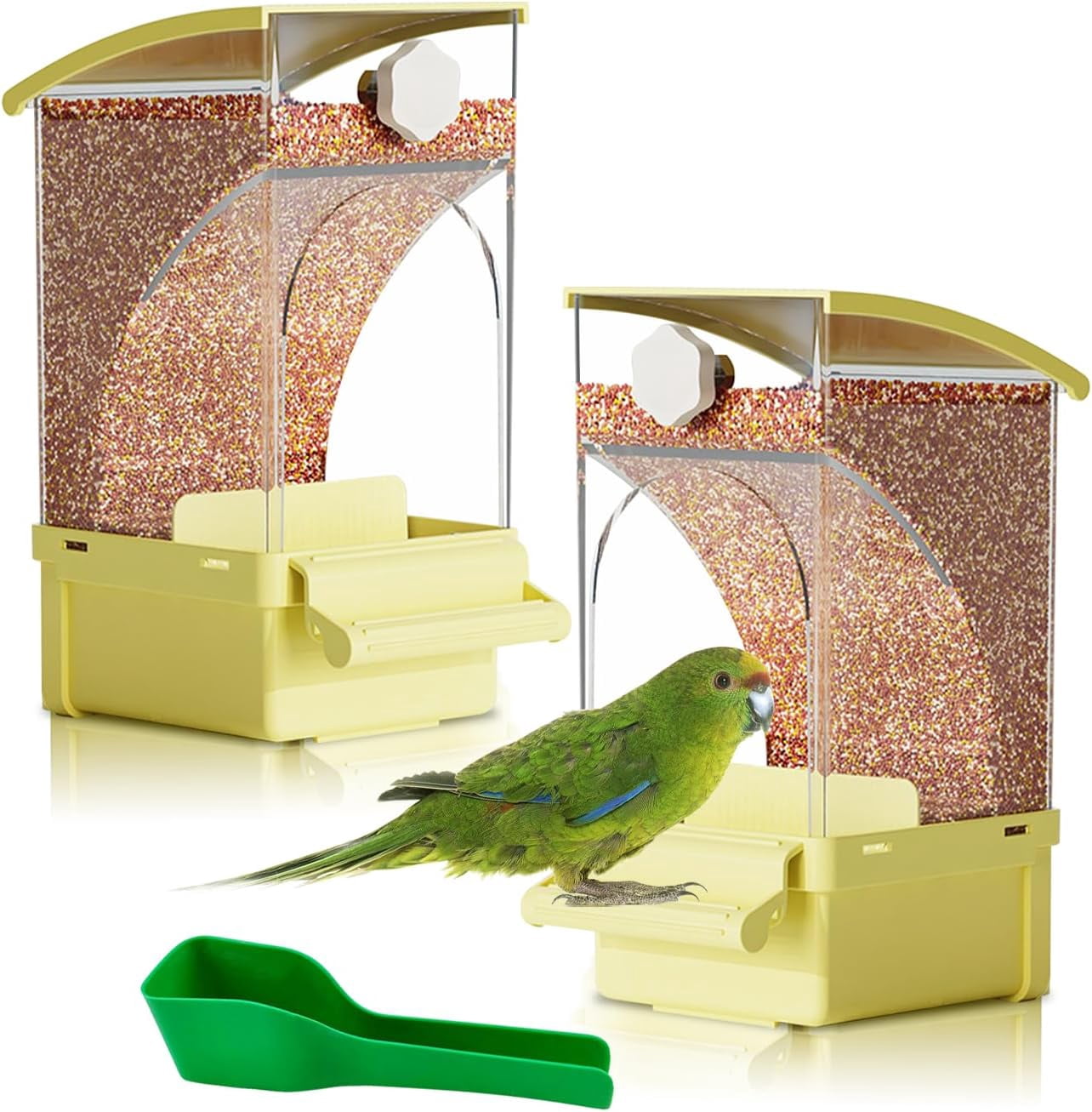 2 count Automatic Bird Feeder No Mess Bird Cage Feeder Transparent ...