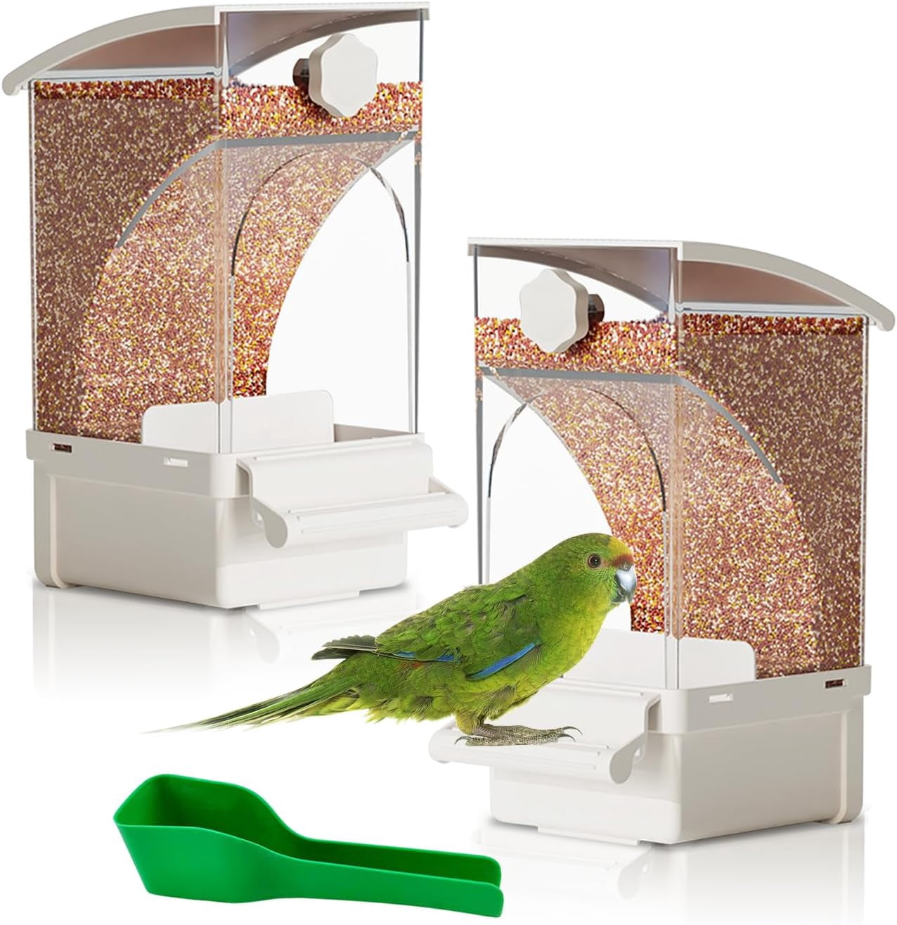 2 count Automatic Birds Feeder No Mess Bird Cage Feeder Transparent ...