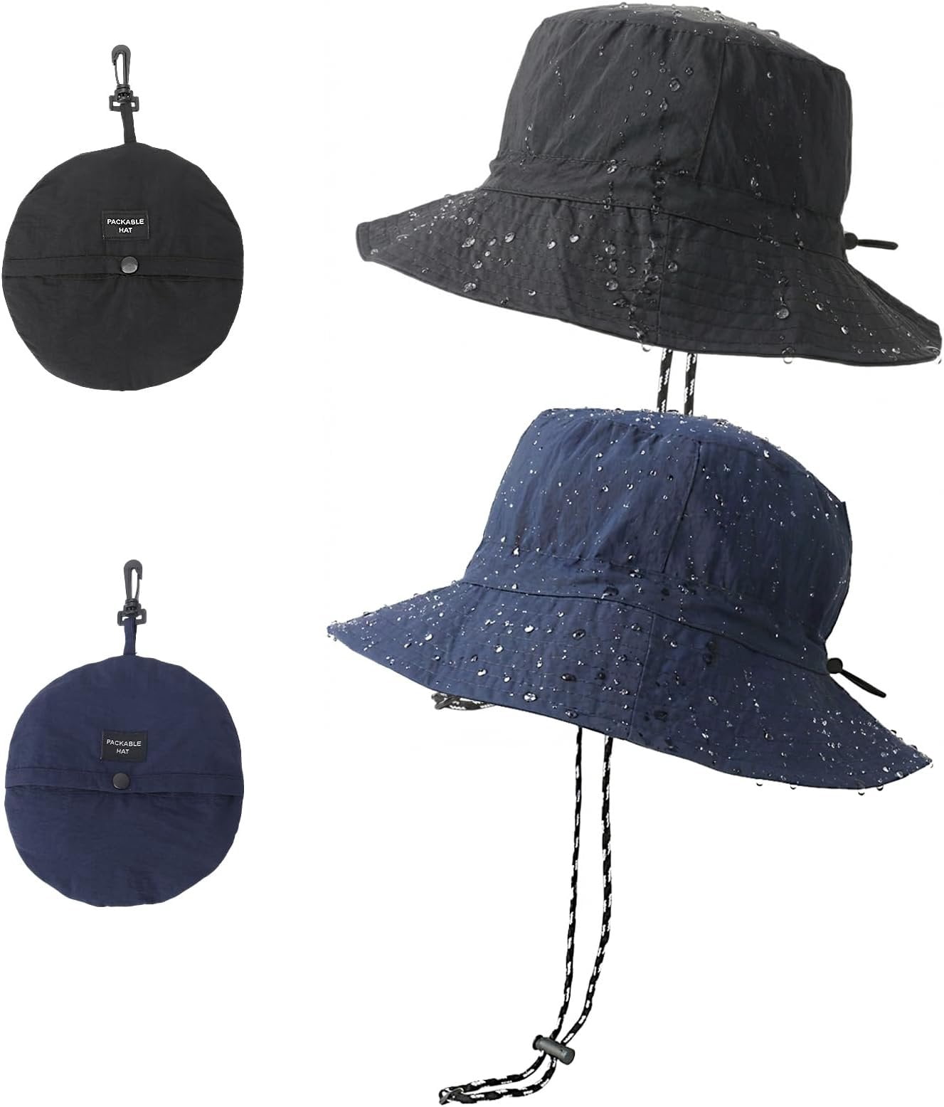 2 count Bucket Rain Hat for Men Women,Packable Sun Hat Quick Dry ...