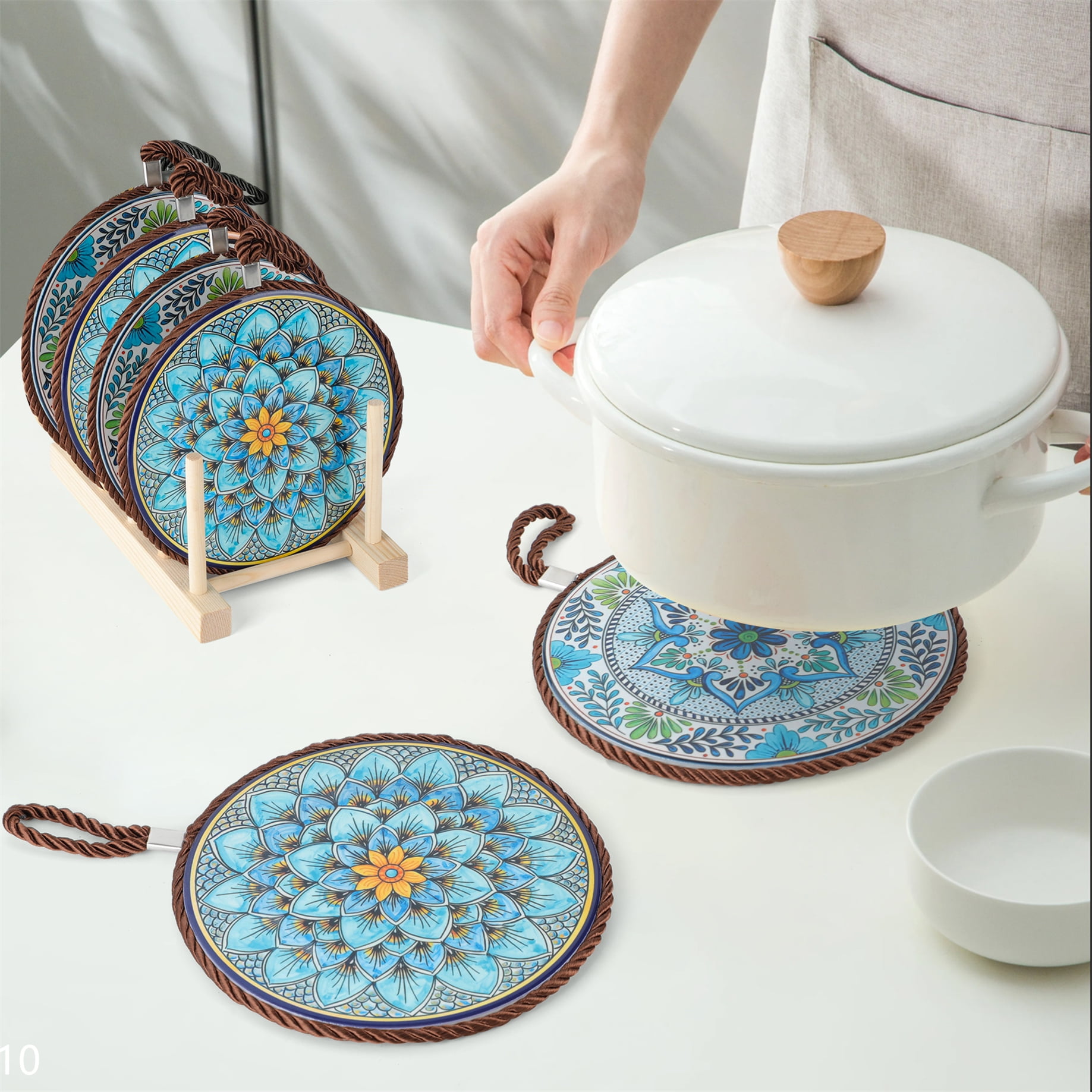 2 count Ceramic trivets,Trivets for Hot Pots and Pans, Pot Holder,Mat ...