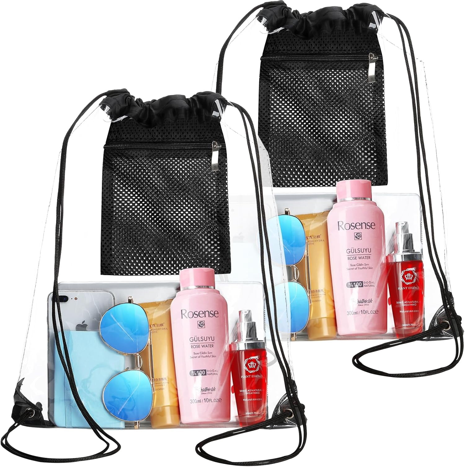 2 count Clear Drawstring Bag for Stadium Concert Work Approved, Clear ...