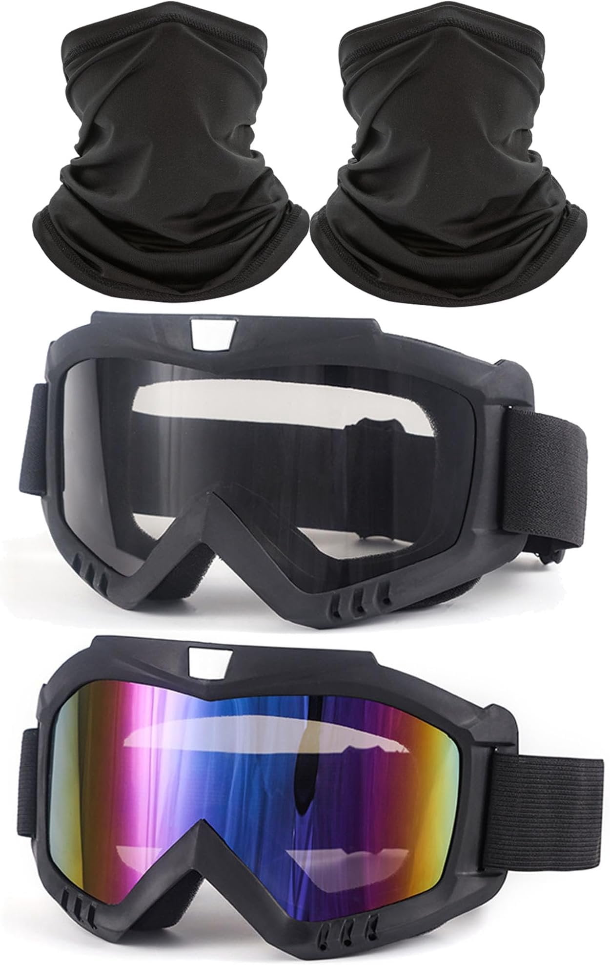 2 count Dirt Goggles with Gaiter, ATV Riding Ski Racing Goggles ...