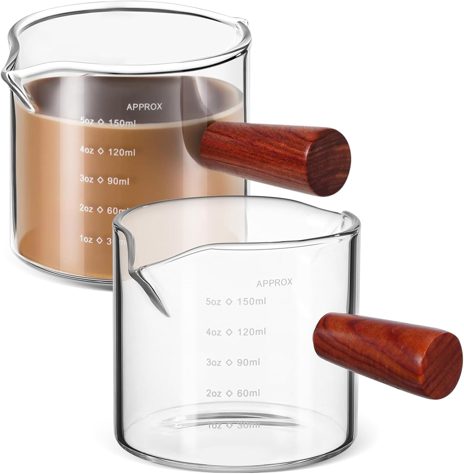 2 count Espresso Cups With Handle - Small Glass Creamer Pitcher ...