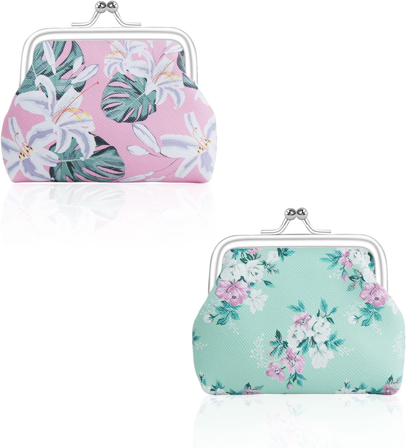 2 count Faux Leather Purse for Women with Lock, Floral Change and ...