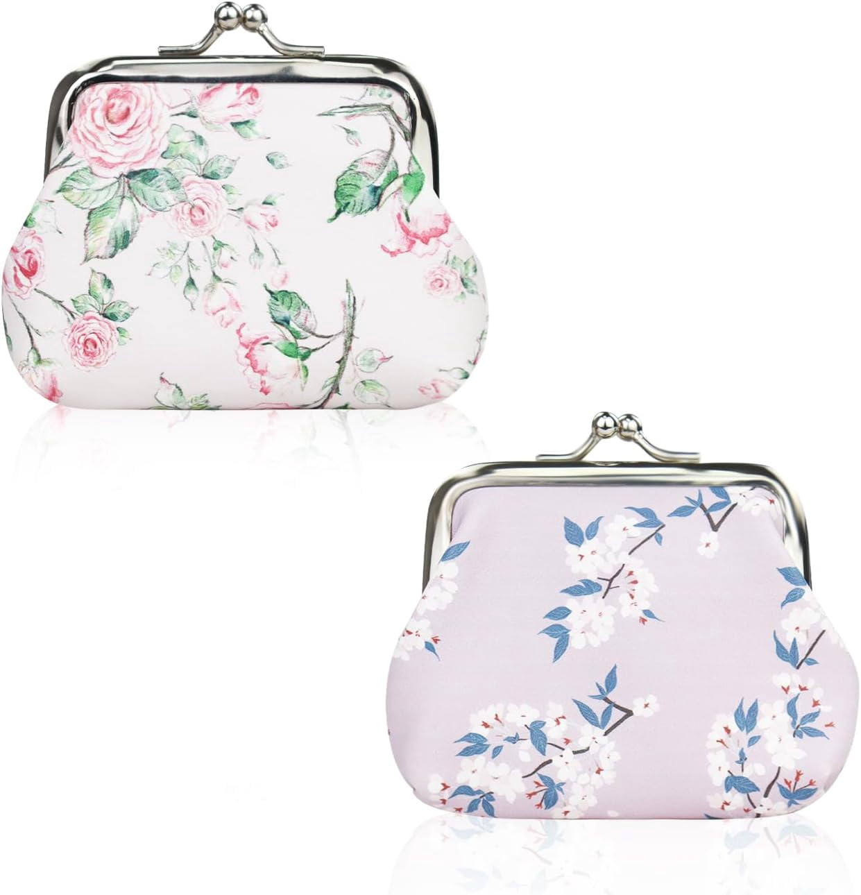 2 count Faux Leather Purse for Women with Lock, Floral Change and ...