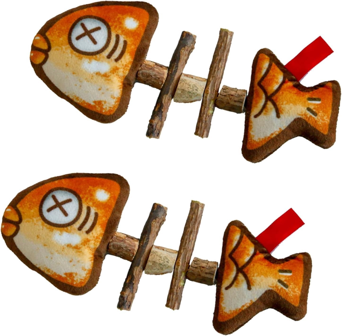 2 count Fish Toys Simulated Fish Wooden Grilled Fish Interactive Kitten ...