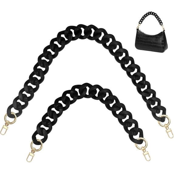 2 count Flat Chain Strap, Black Chain Handbag Strap Replacement, DIY ...