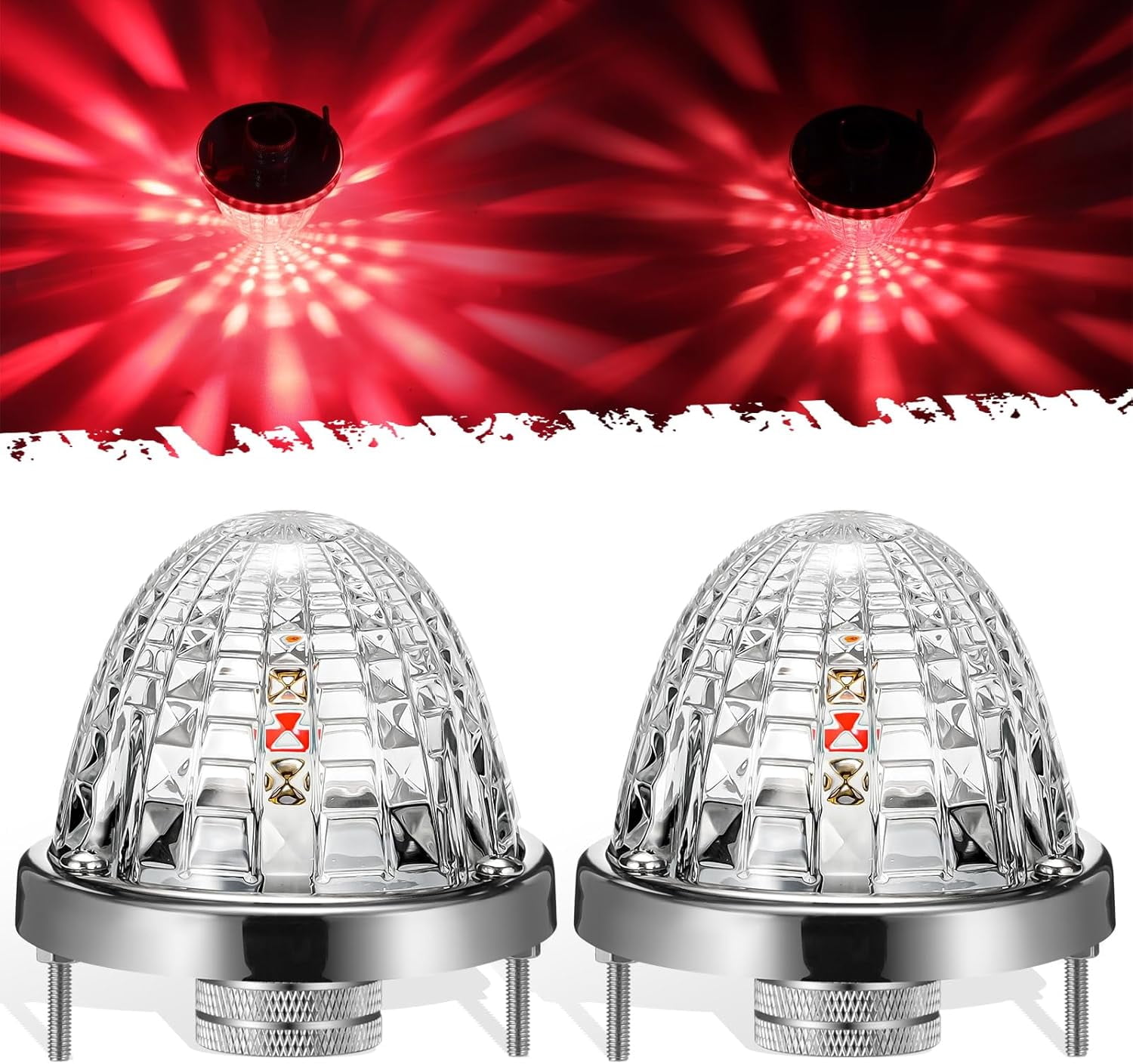 2 count Glass Watermelon Lights Trapezoid-Shaped Lens Red Stop Turn ...