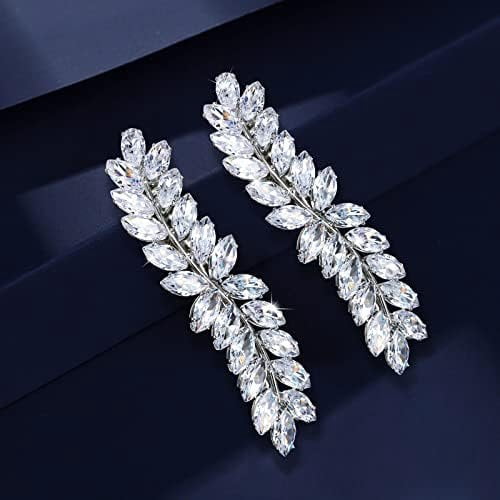 2 count Hair Barrettes for Women, Rhinestone Hair Clips Leaf Barrette ...