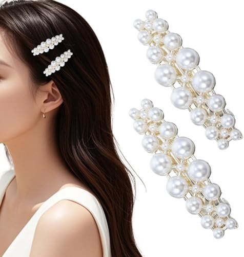 2 count Hair Clips Barrettes for Women Double Row Barrette Bling ...