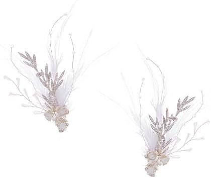 2 count Hair Clips for Women Girl White Hair Swan Accessories Bridal ...