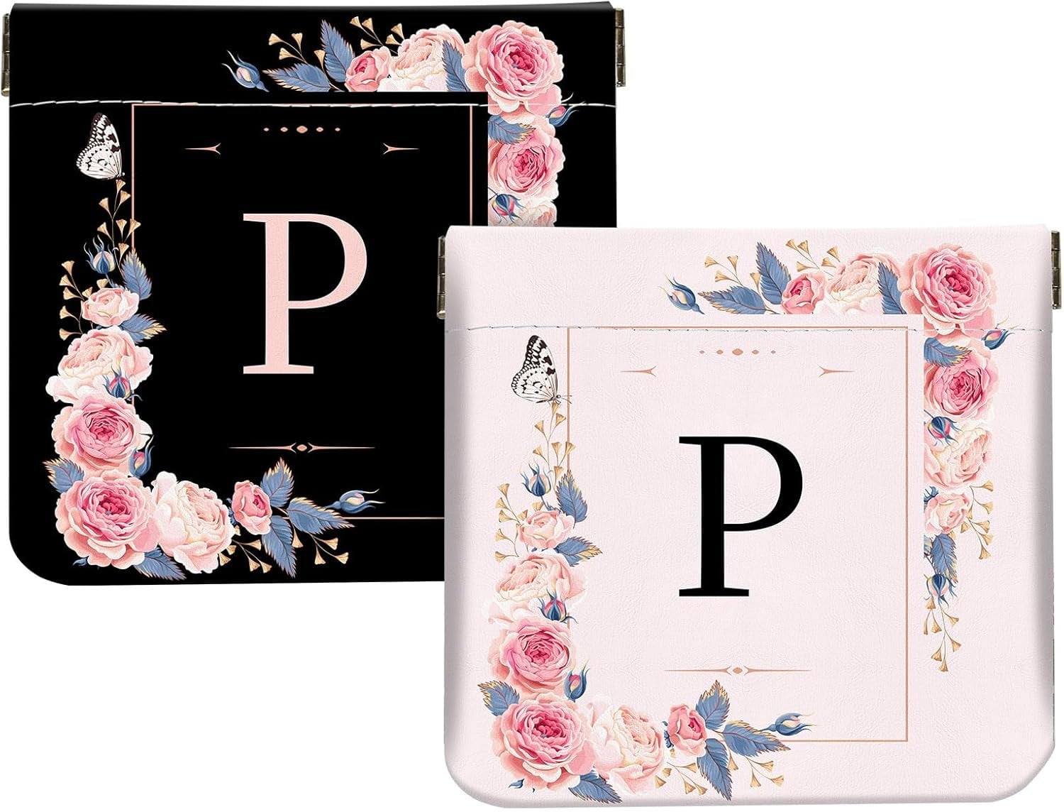 2 count Initial Letter PU Leather Small Squeeze Purse Pouch Mini Bag ...