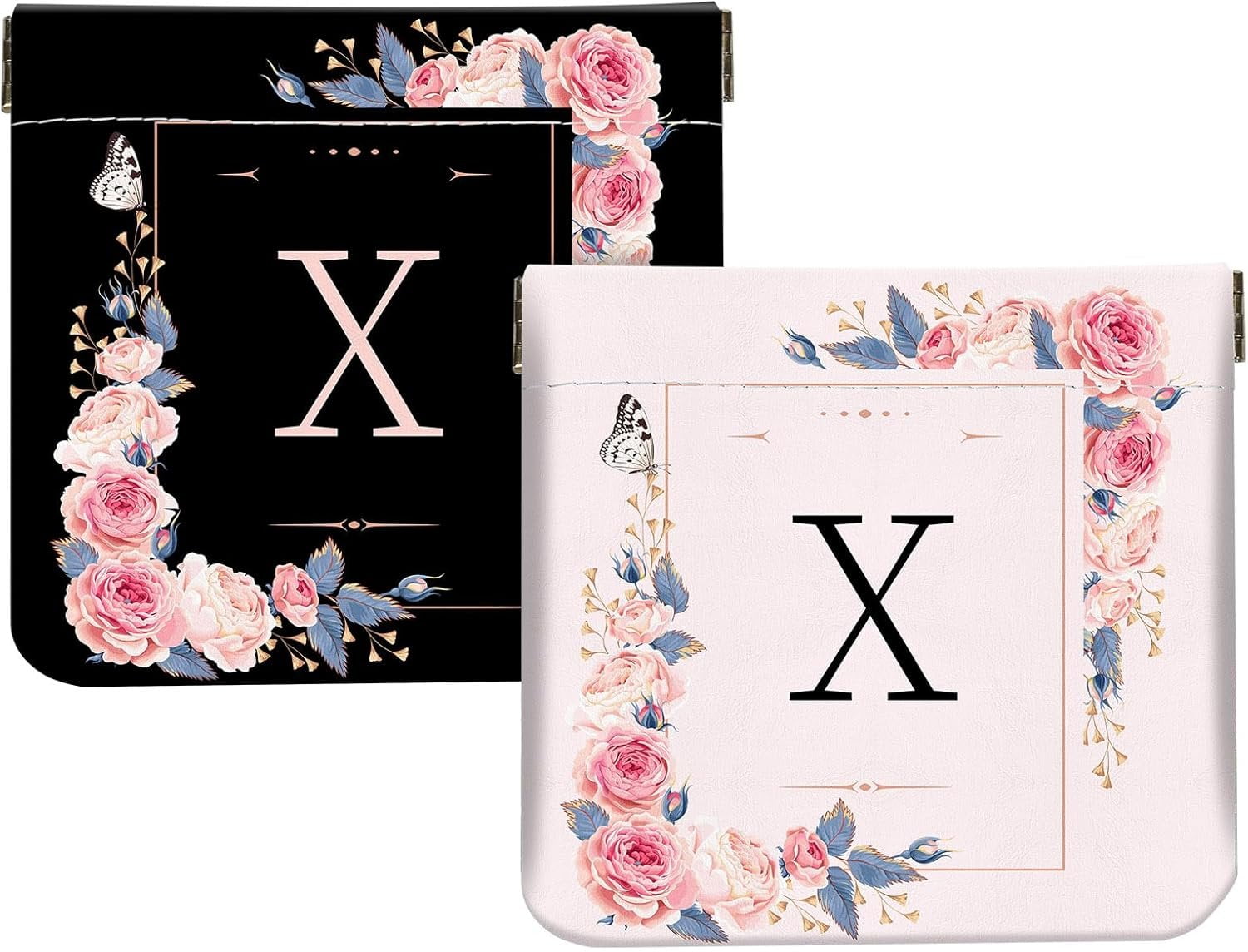 2 count Initial Letter PU Leather Small Squeeze Purse Pouch Mini Bag ...