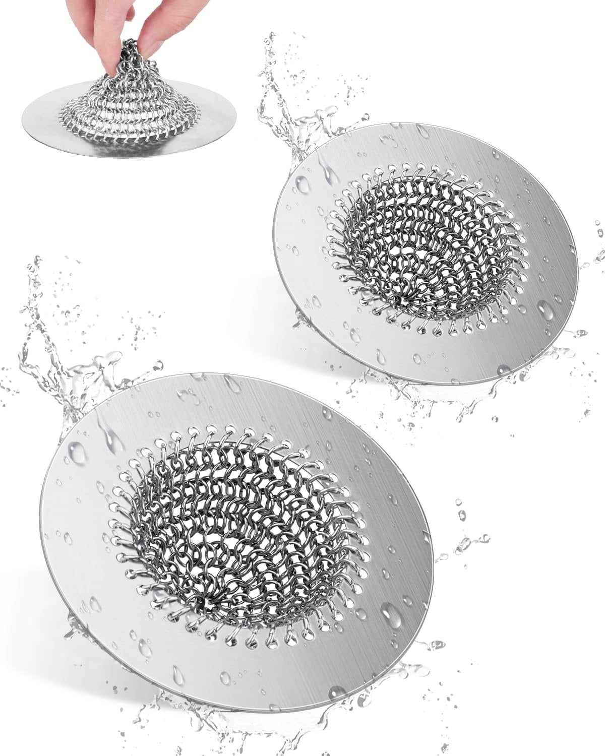 2 count Kitchen Sink Drain Strainer, Flippable Mesh Sink Strainer, 304 ...