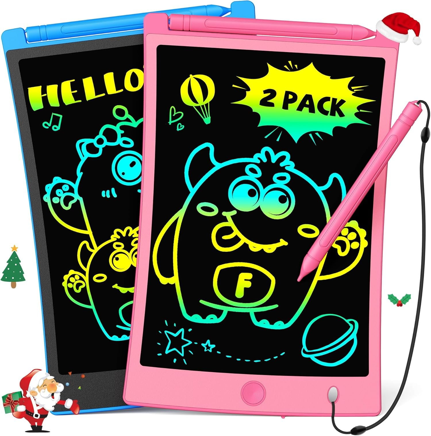 , 2 count LCD Writing Tablet with 4 Stylus, 8.5in Erasable Doodle Board ...