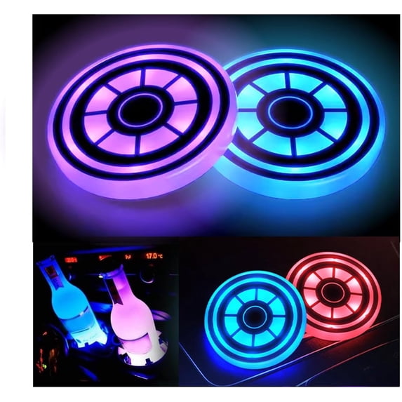 2 count LED Cup Holder Lights, Light up Coasters for Cup Holders 7 ...
