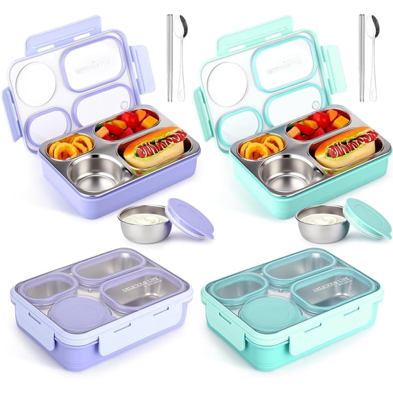 2 count Large Stainless Steel Adults Bento Box 36 oz Leak-resistant ...