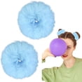 2 count Light Blue Fuzzy Hair Ties Scrunchies Pom Pom Hair Ties With ...