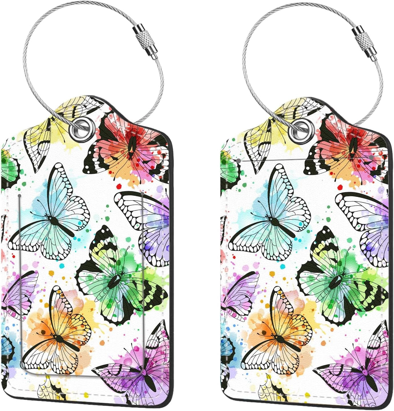 2 count Luggage Tags for Suitcase, Cute PU Leather Travel Bag Tag with ...