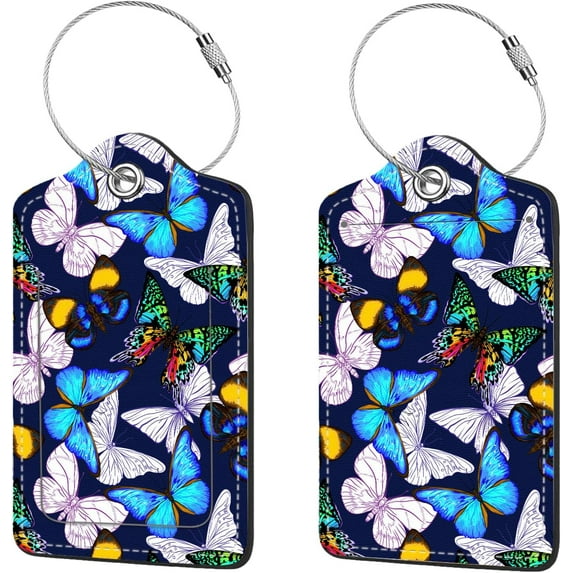 2 count Luggage Tags for Suitcase, Cute PU Leather Travel Bag Tag with ...