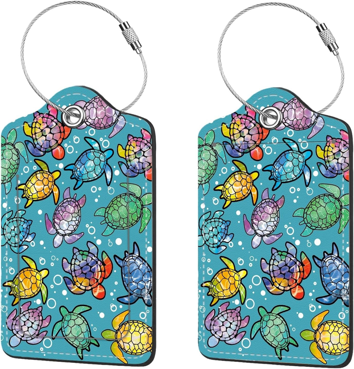 2 count Luggage Tags for Suitcase, Cute PU Leather Travel Bag Tag with ...