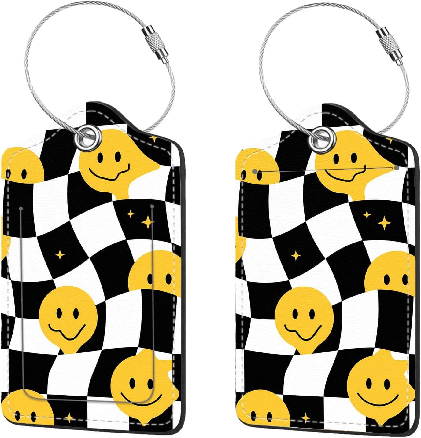 2 count Luggage Tags for Suitcase, Cute PU Leather Travel Bag Tag with ...