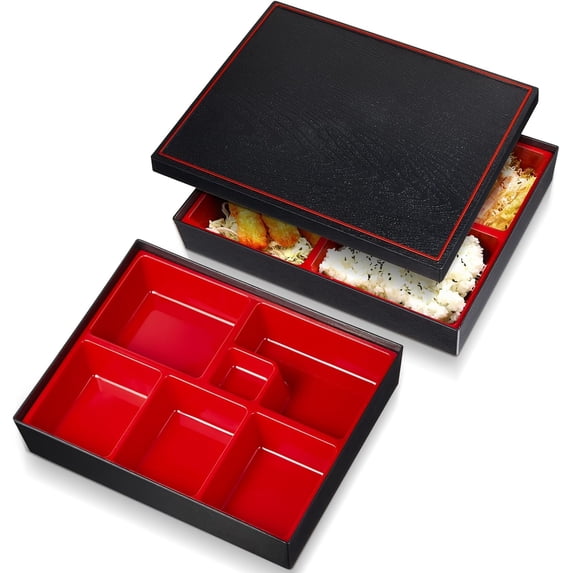 2 count Lunch Box Divided Bento Box with Greaseproof Adult Bento Lunch ...