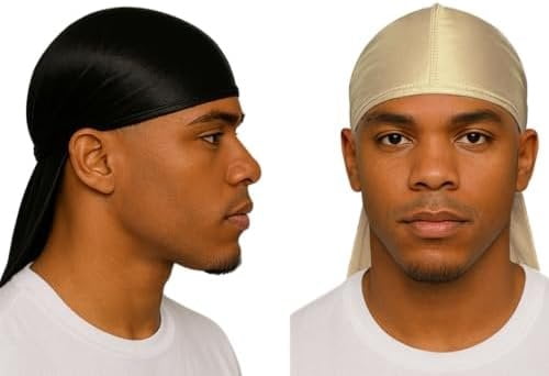 2 count Luxury Silky Durag for Hair Types, Men & Women Satin Durag ...