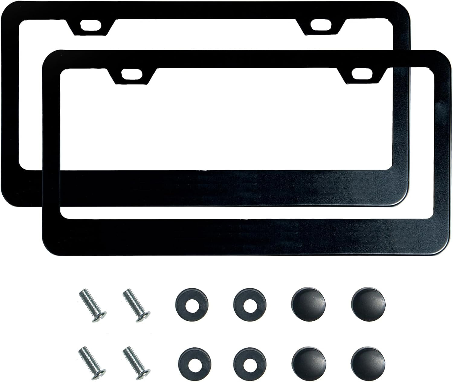 2 count Matte Black License Plate Frames, 2 Holes Solid Rust-Proof ...