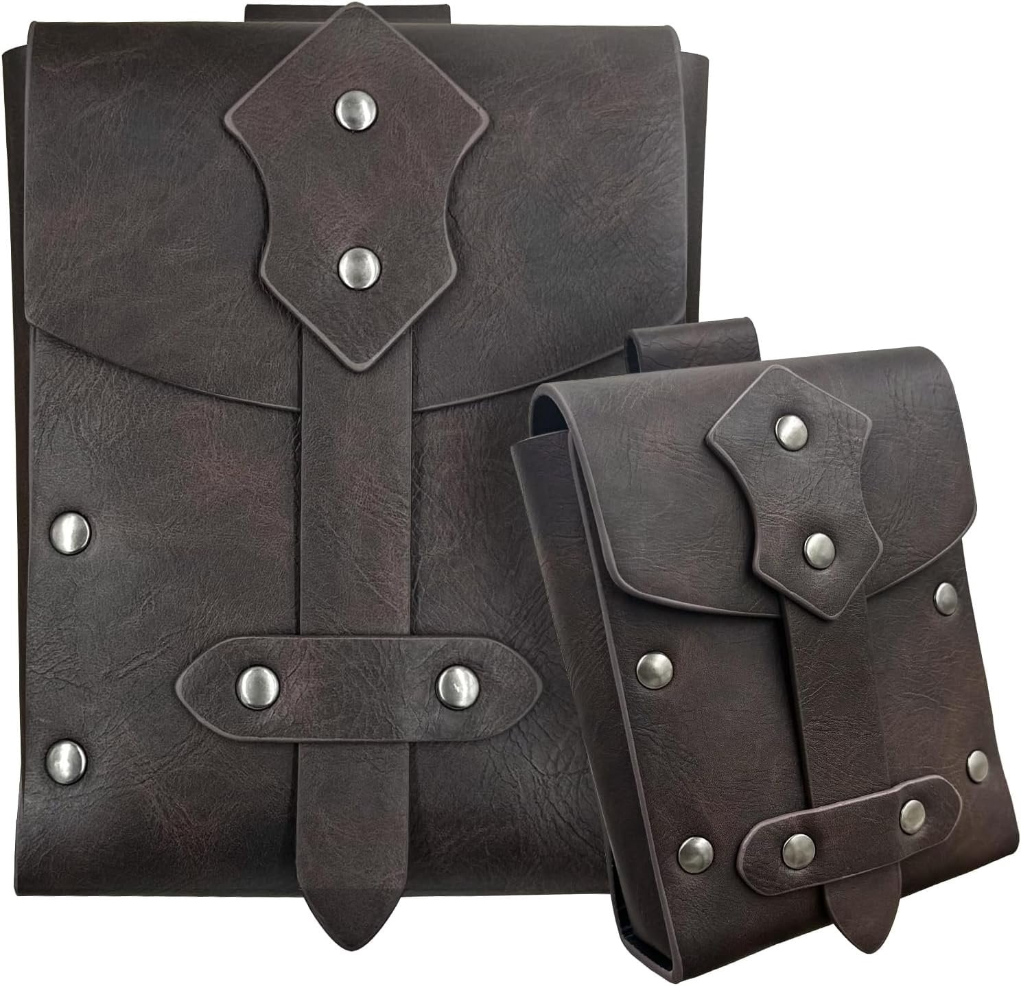 2 count Medieval Faux Leather Studded Belt Pouch, Retro Renaissance ...