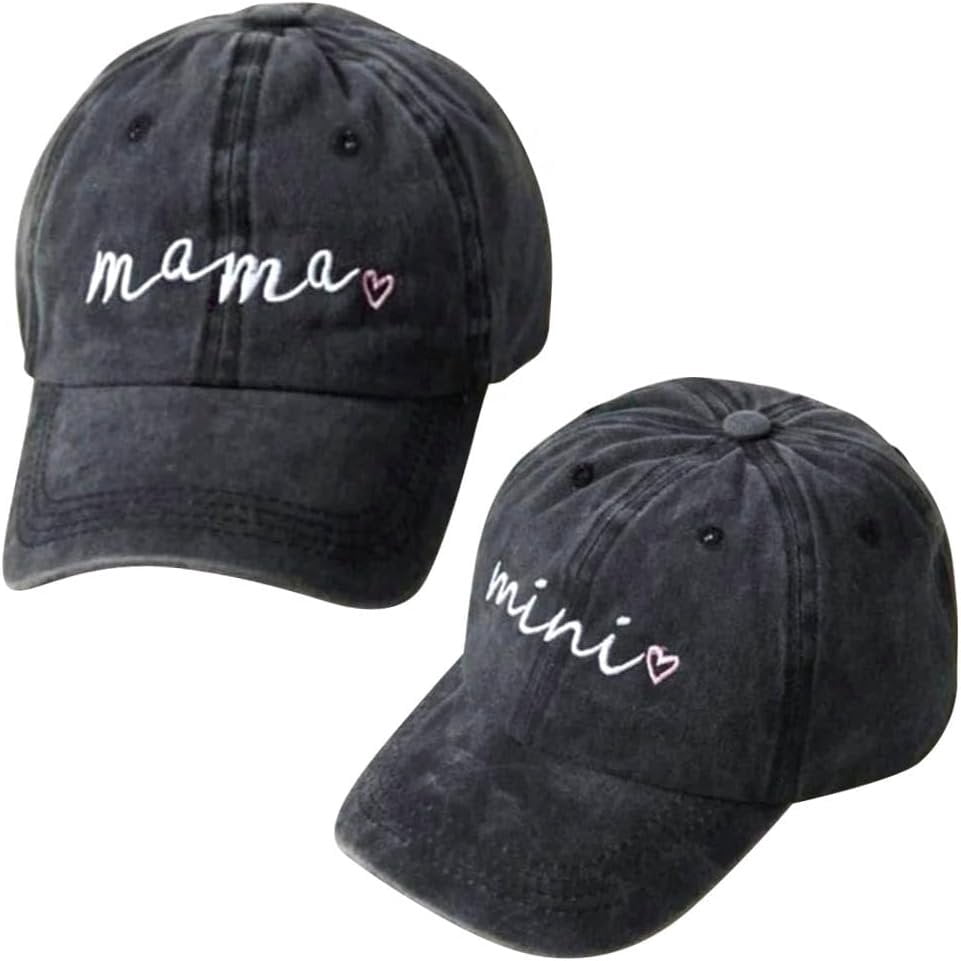 2 count Parent- Baseball Hats Adjustable Mama and Mini Matching Caps ...