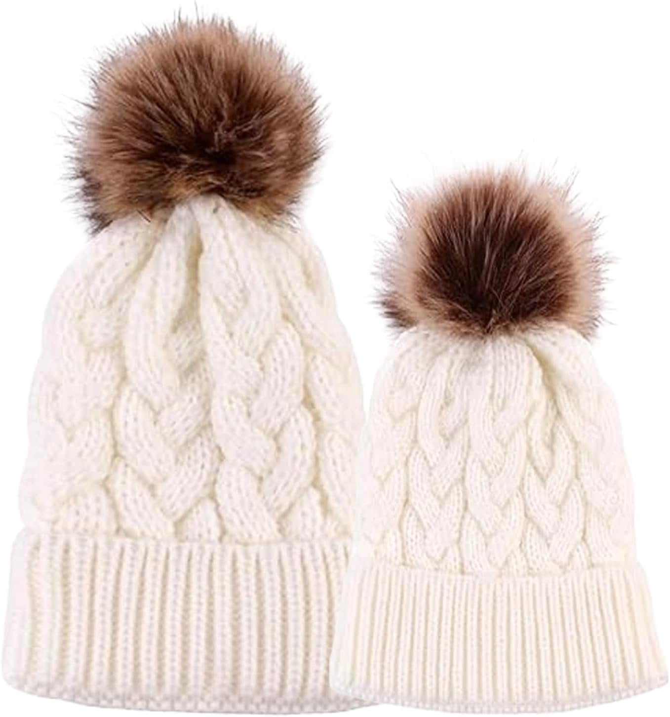 2 count Parent- Hat, Mother & Daughter/Son Winter Warm Knit Hat Family ...