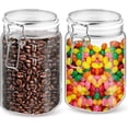 2 count Plastic Storage Jars with Locking Clamp Empty Square Clear ...