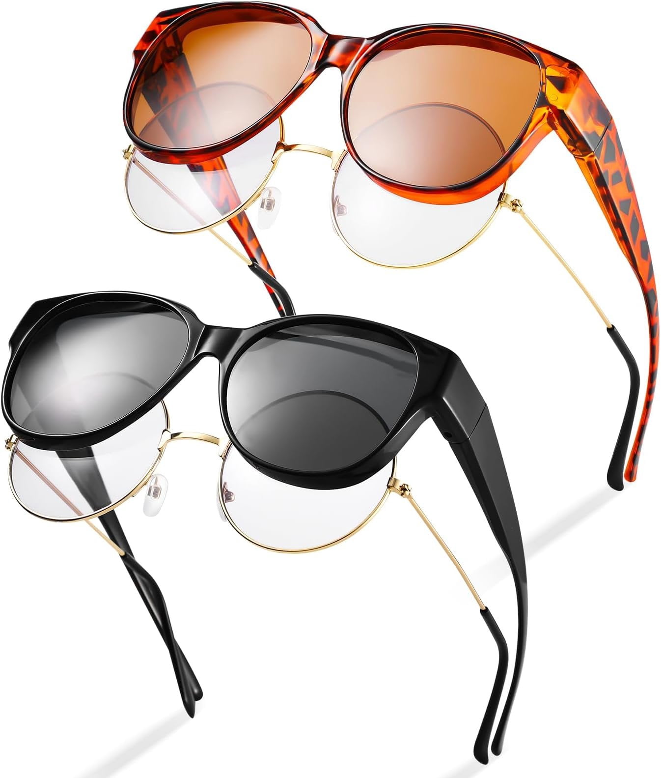 2 count Polarized Fit Over Sunglasses for Women, Large Round UV400 ...