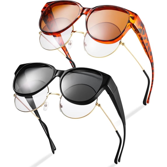 2 count Polarized Fit Over Sunglasses for Women, Large Round UV400 ...