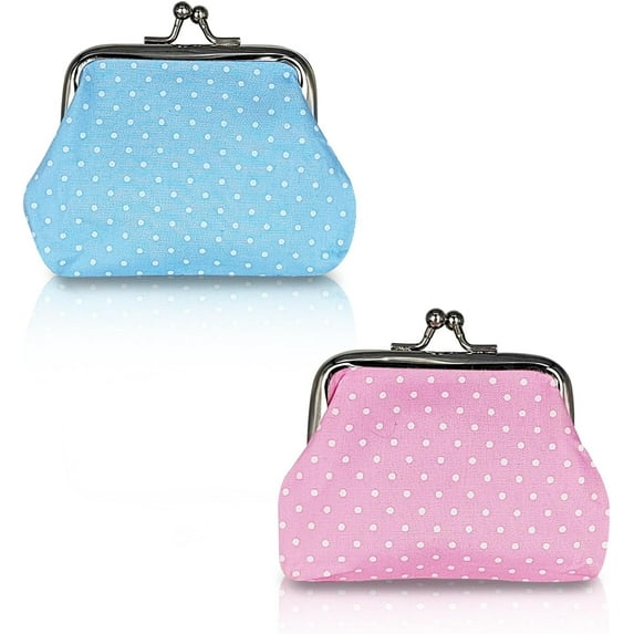 2 count Polka Dot Purse for Women, Small Change Purse Lock Wallet ...