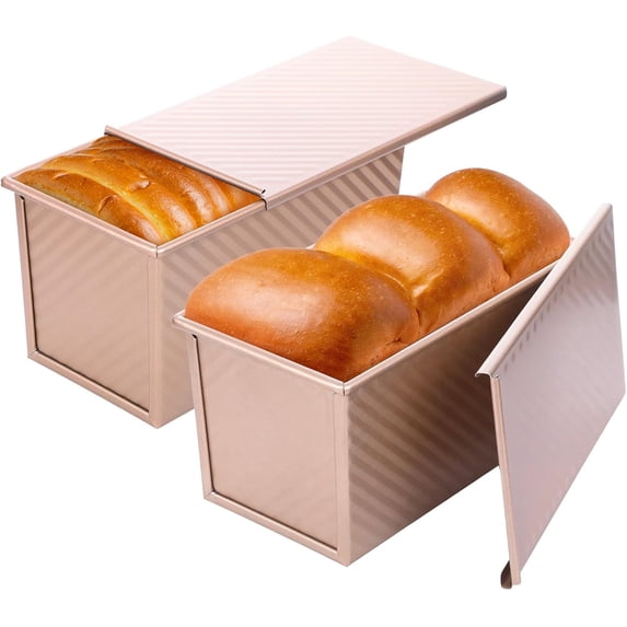 2 count Pullman Loaf Pan with Lid, Non- Rose Bread Loaf Pans for ...