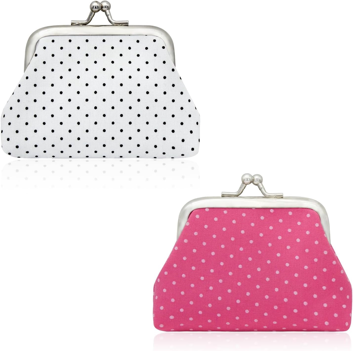 2 count Purse for Women, Dot-Patterned Change Purse with Clasp Closure ...