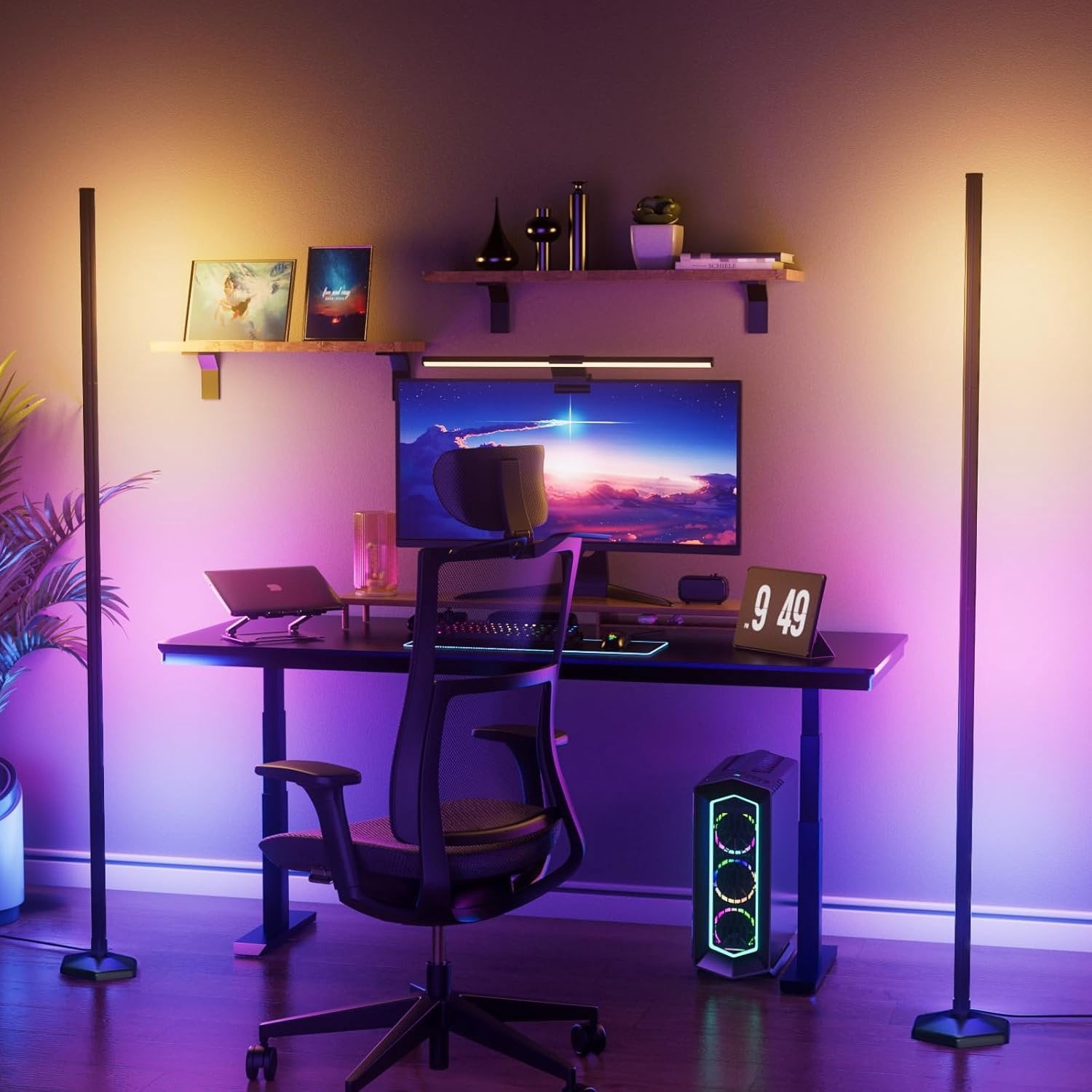 2 count RGB Floor Lamp, APP and Remote Control 65" Modern Standing Lamp ...