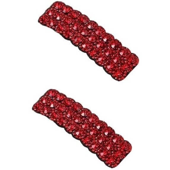 2 count Red Rhinestones Korean Style Hair Clips,Rectangular Hairpins ...