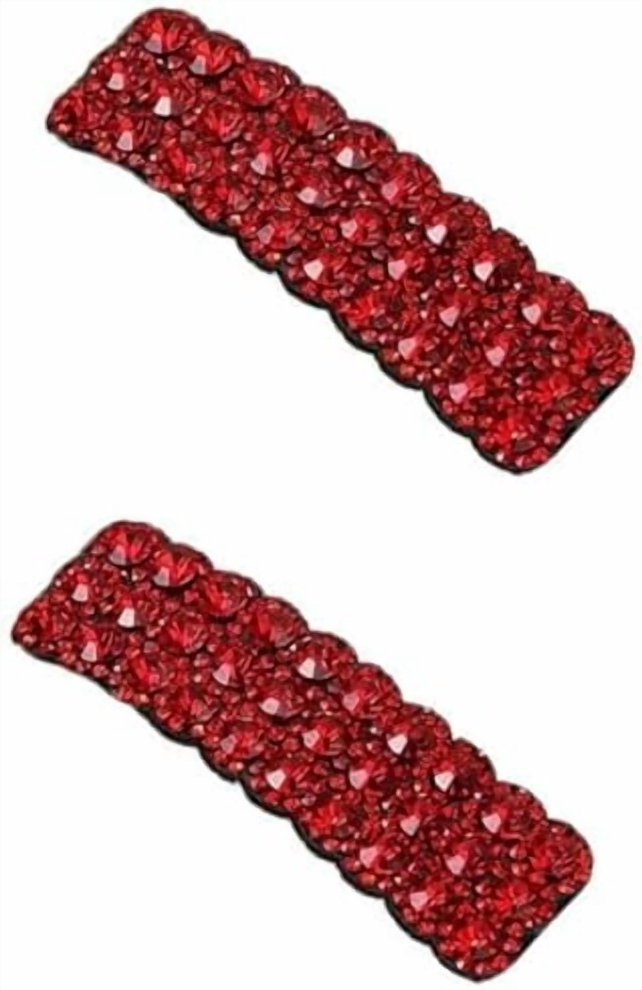 2 count Red Rhinestones Korean Style Hair Clips, Rectangular Hairpins ...