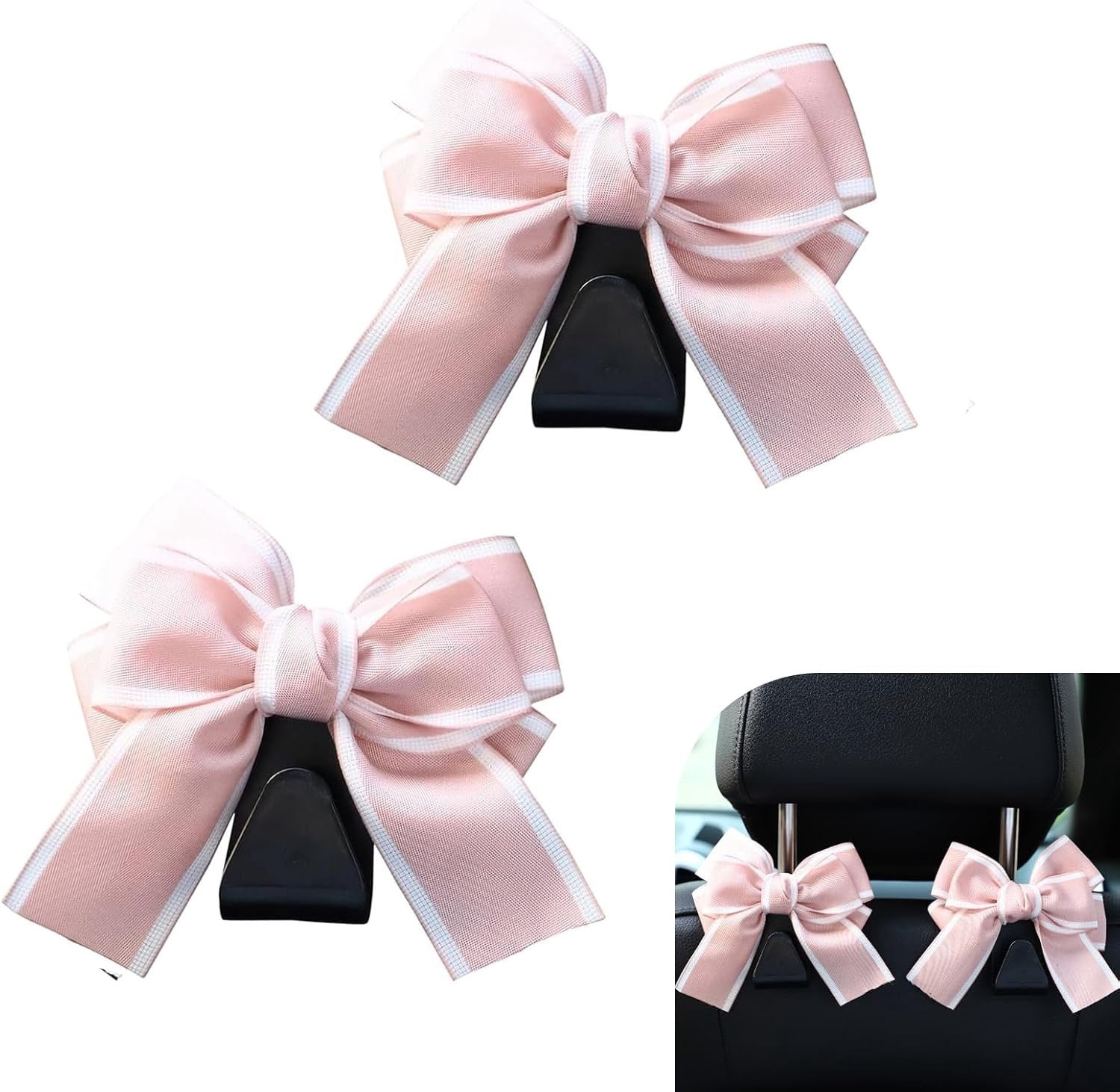 2 count Seat Headrest Hooks, Cute Bow Seat Storage Hangers for Handbag ...