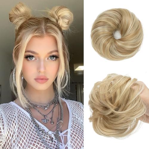 2 count Small Cute Messy Bun for Thin Women Mini Synthetic Curly Bun ...