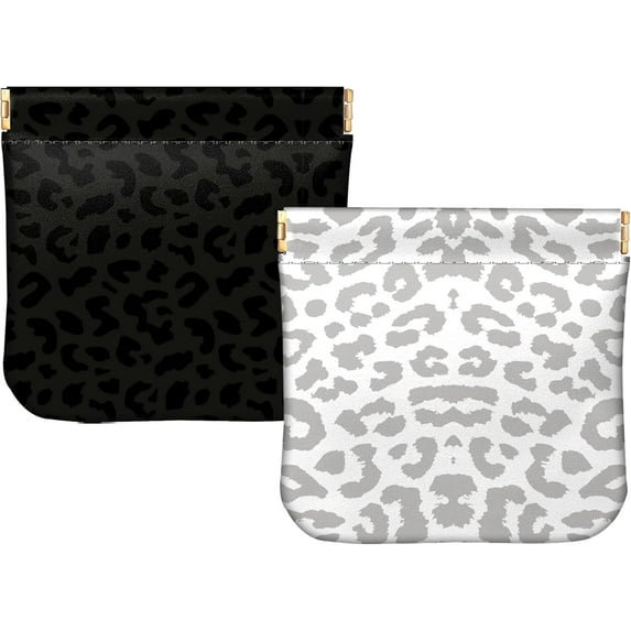 2 count Small Squeeze Purse Pouch Soft PU Leather Mini Wallet Change ...