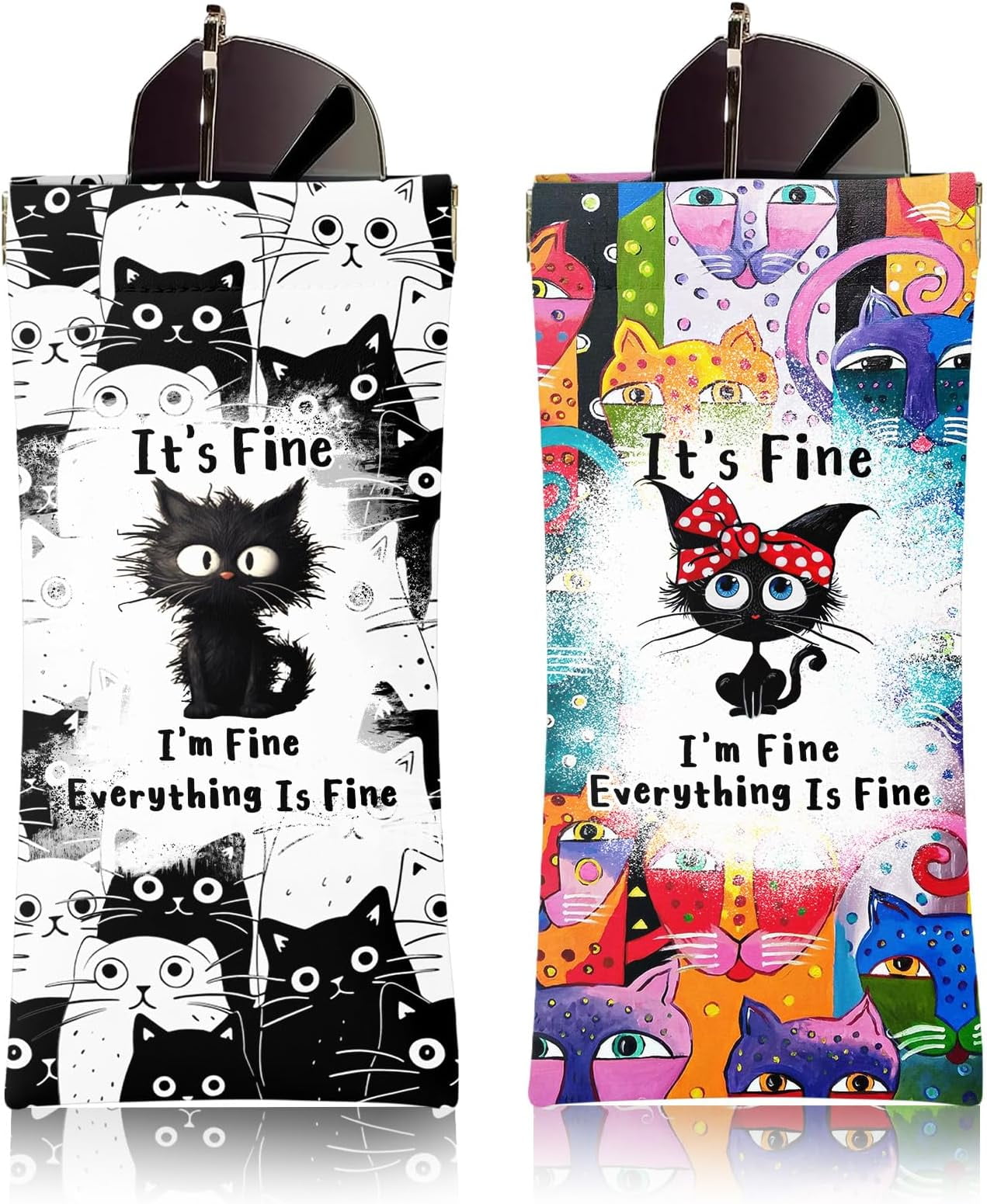 2 count Soft Glasses Case PU Leather - Sunglasses Case Eyeglasses Pouch ...