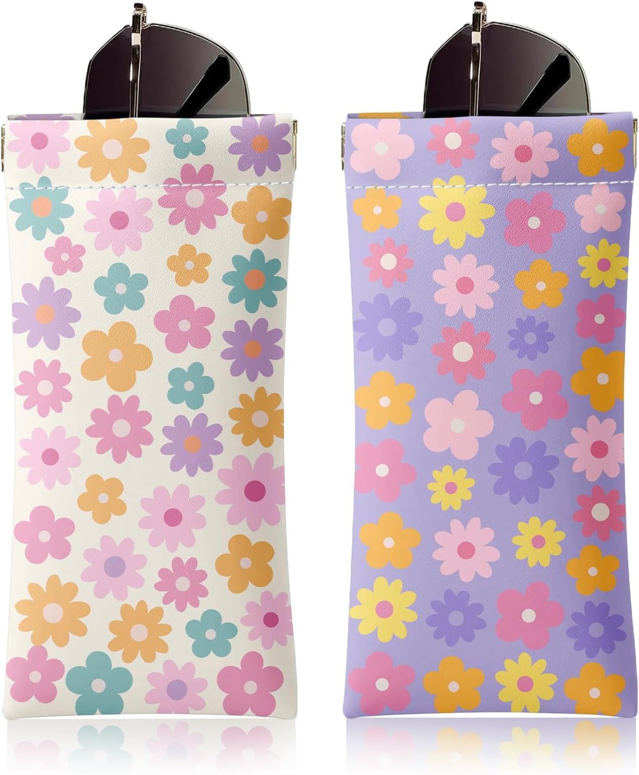 2 count Soft Glasses Case PU Leather - Sunglasses Case Eyeglasses Pouch ...