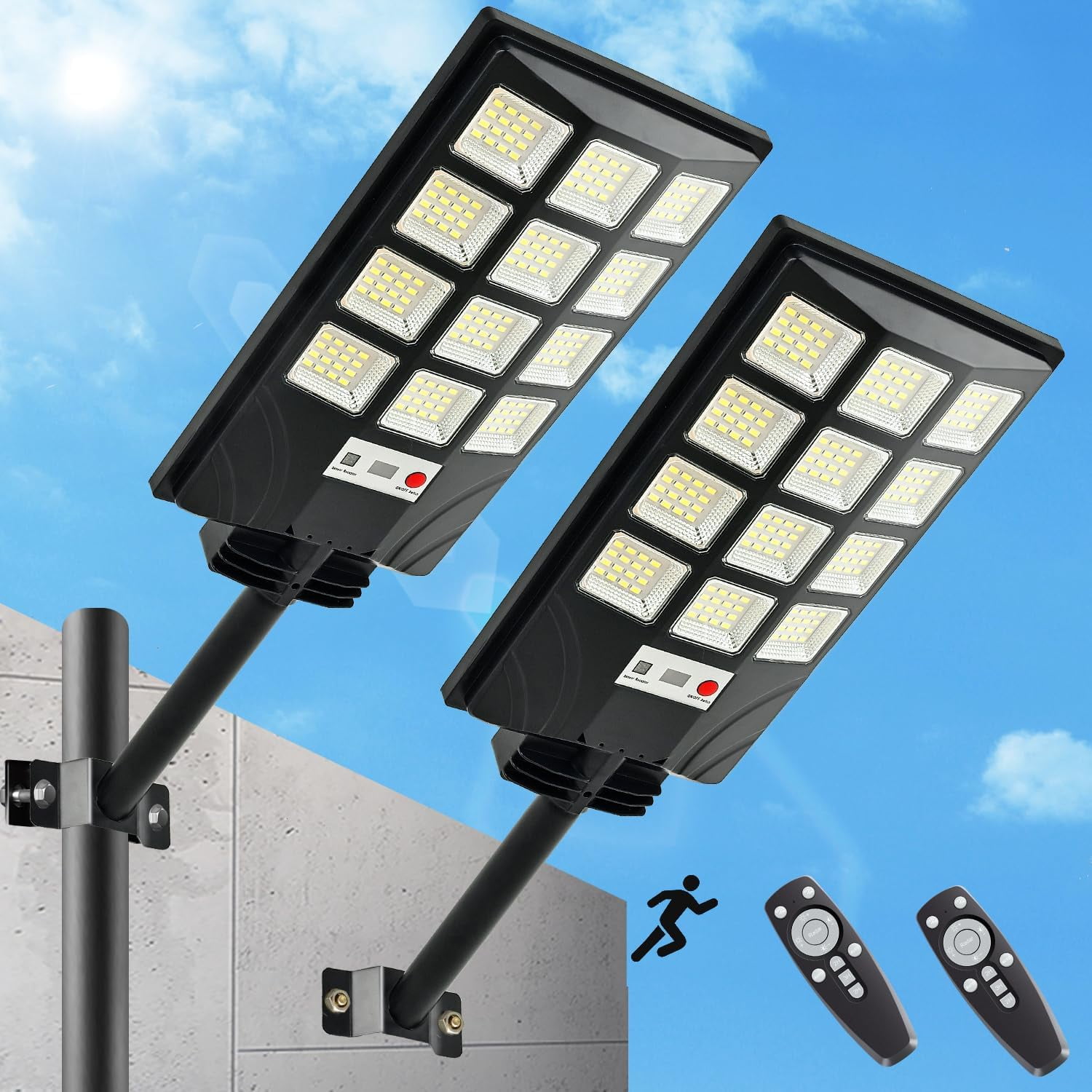 2 count Solar Street Lights Outdoor 600W 30000LM Solar Street Lights ...