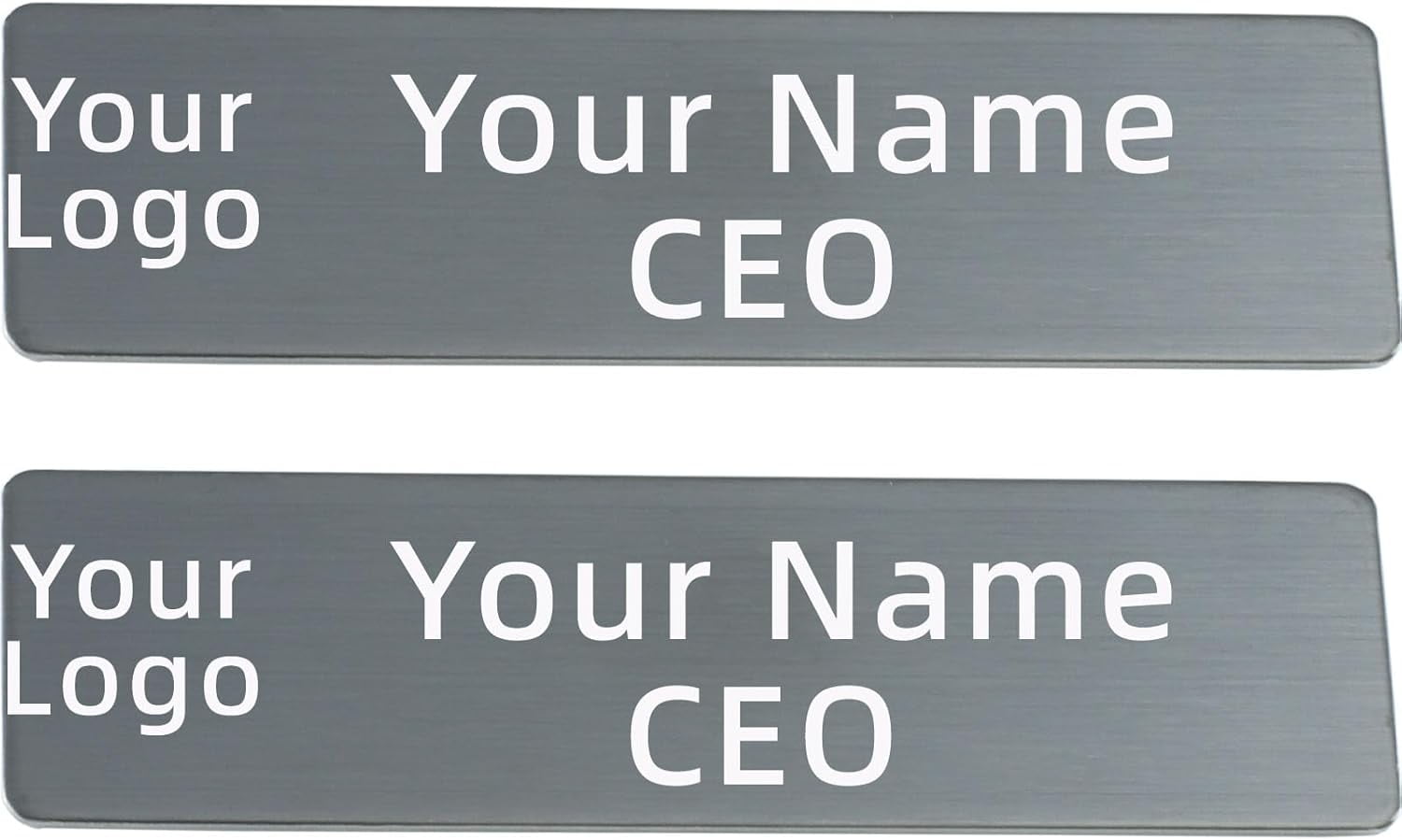 2 count Stainless Steel Black Custom Name Tags with Pin or Adhesive ...